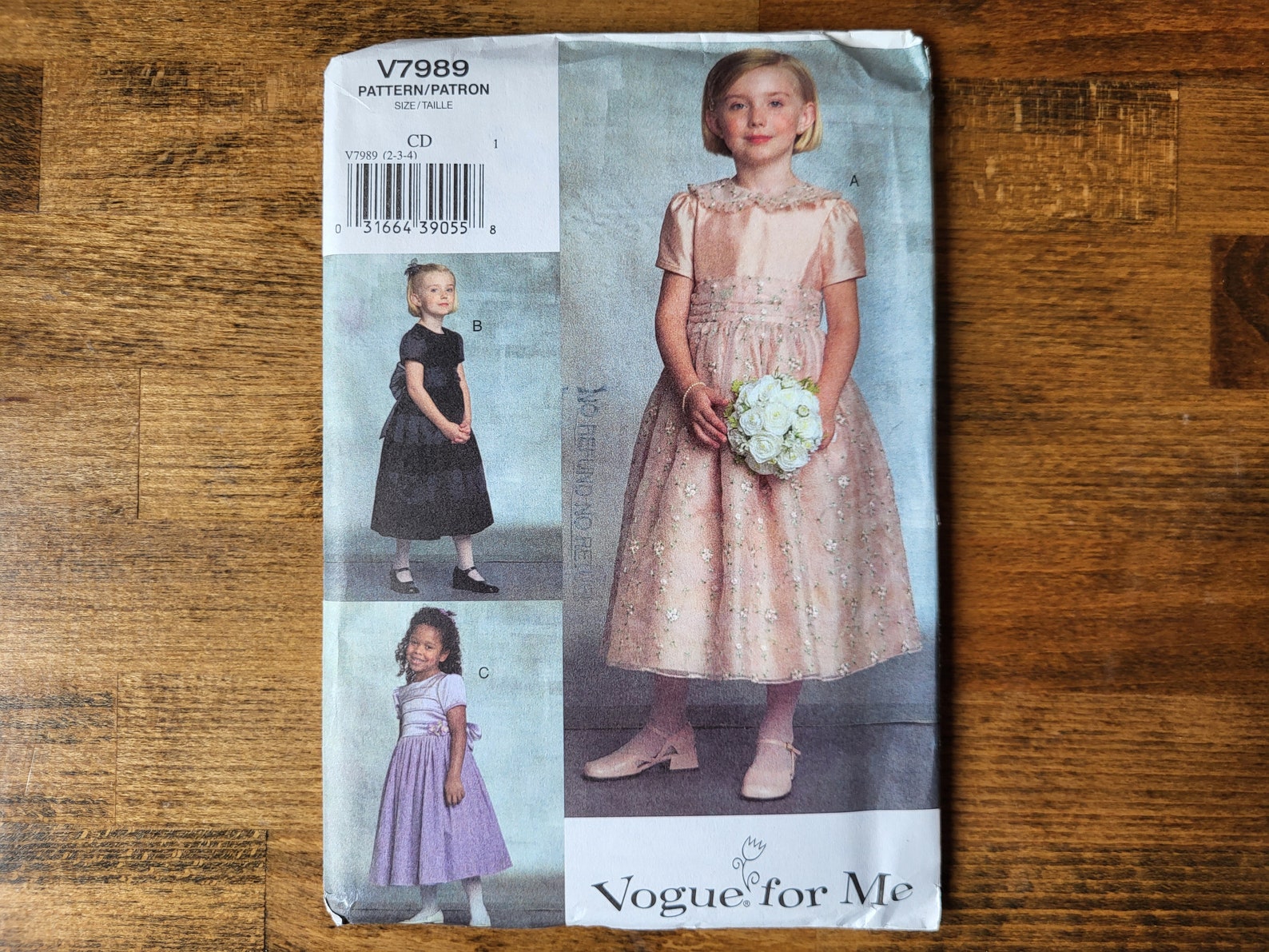 Vogue V7989 Girls Formal Dress Pattern, Flower Girl Dress Pattern, 1st ...