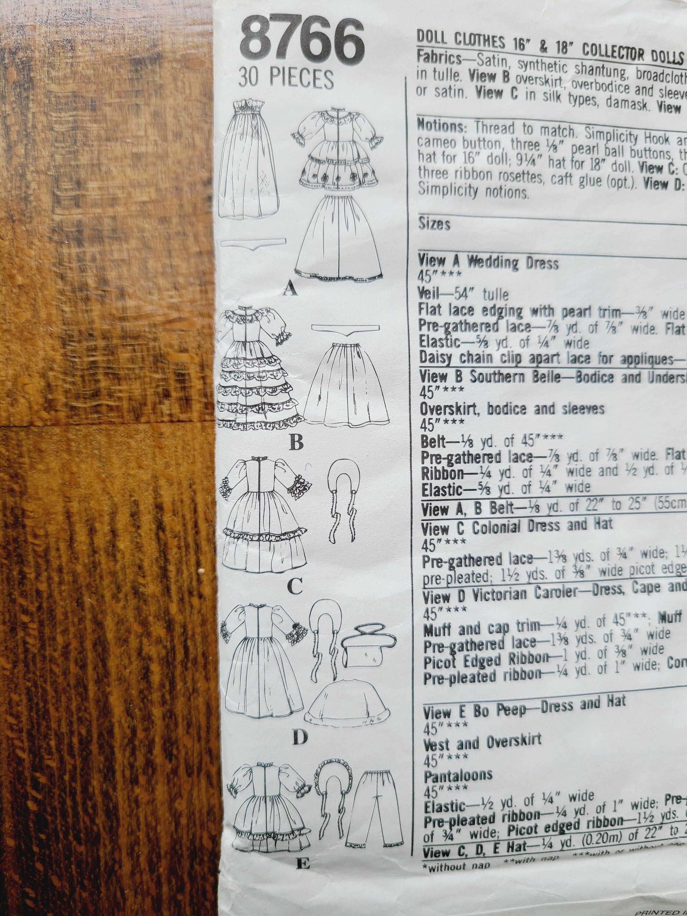 Simplicity 8766 Crafts 16 Doll Clothing Pattern, 18 Doll Clothing ...