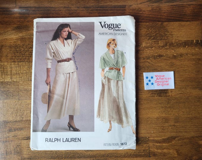 Vogue 1872 American Designer Ralph Lauren Sewing, 80s Belted Jacket ...