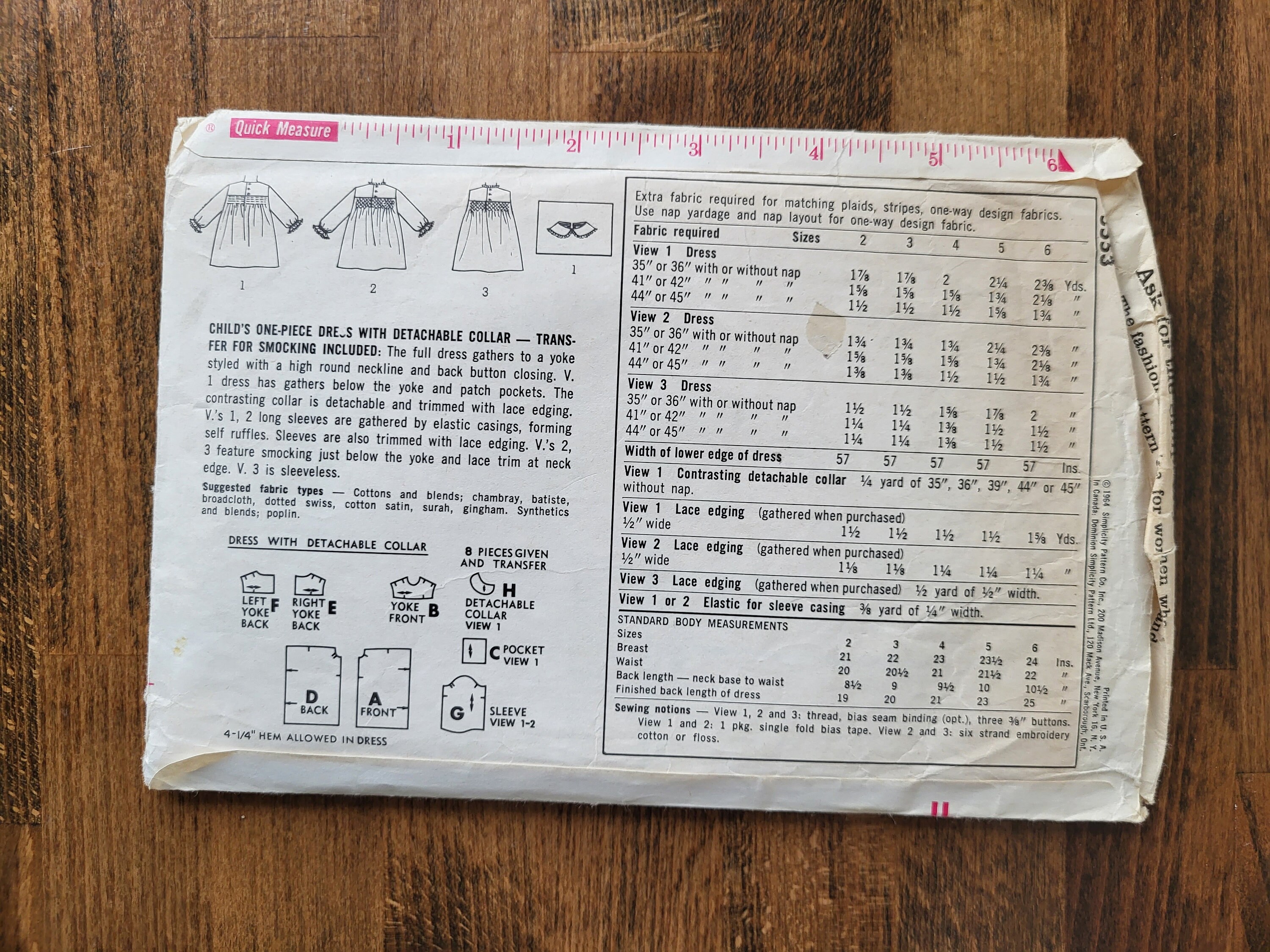 Vintage Simplicity 5553 Girls Smocked Dress Pattern, Toddler Dress ...