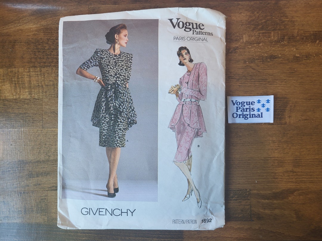Vogue 1892 Givenchy Sewing Pattern, Peplum Top Sewing Pattern, Straight ...