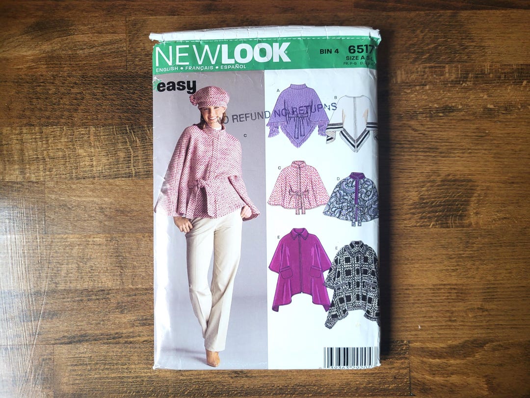 Newlook 6517 Womens Poncho Pattern, Womens Cape Pattern, Belted Poncho ...