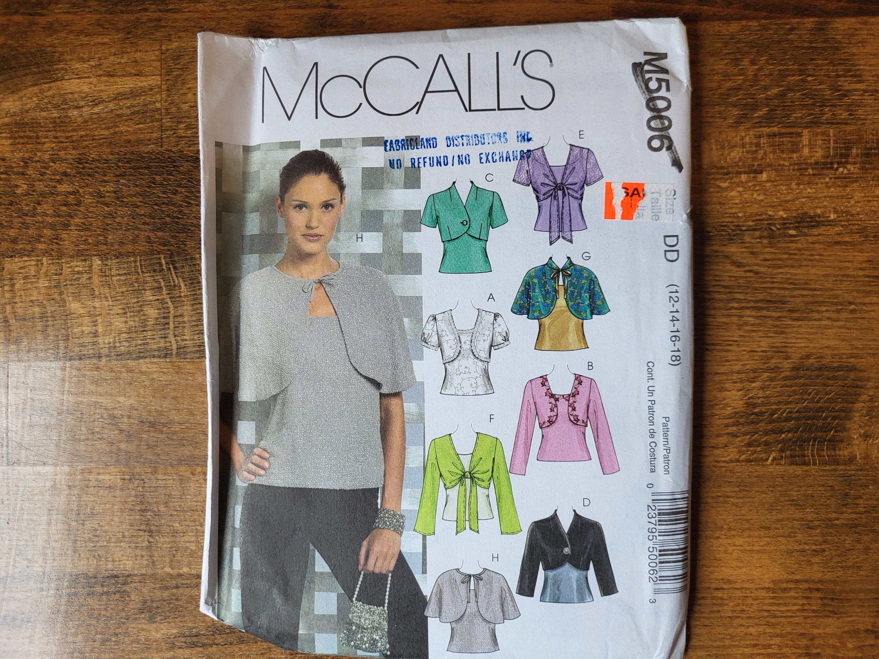 Mccall's M5006 Womens Shrug Sewing Pattern, Womens Bolero Jacket ...