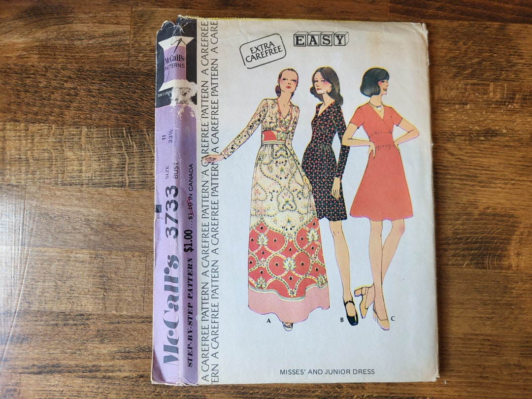 Mccall's 3773 Womens Dress Pattern, 70s Dress Pattern, 70s Maxi Dress ...