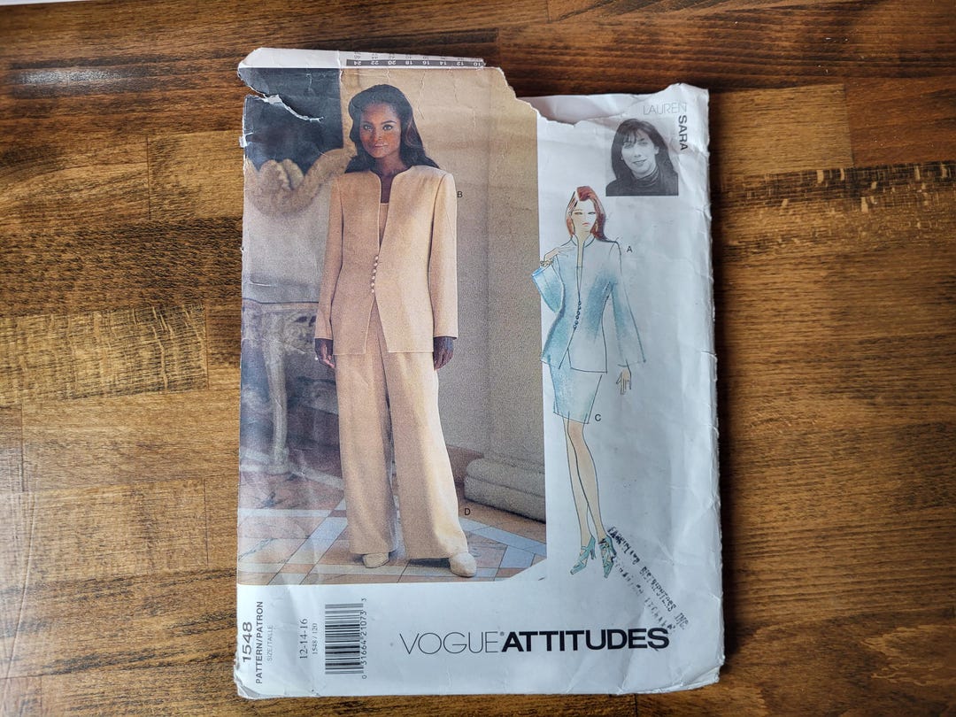 Vogue 1548 Lauren Sara Sewing Pattern, Button and Loop Jacket Pattern ...