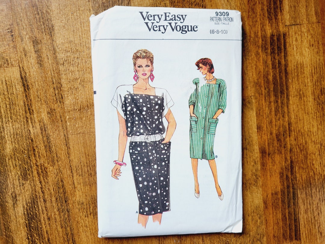 Vogue 9309 Womens Dress Pattern, Front Button Dress Pattern, Loose ...
