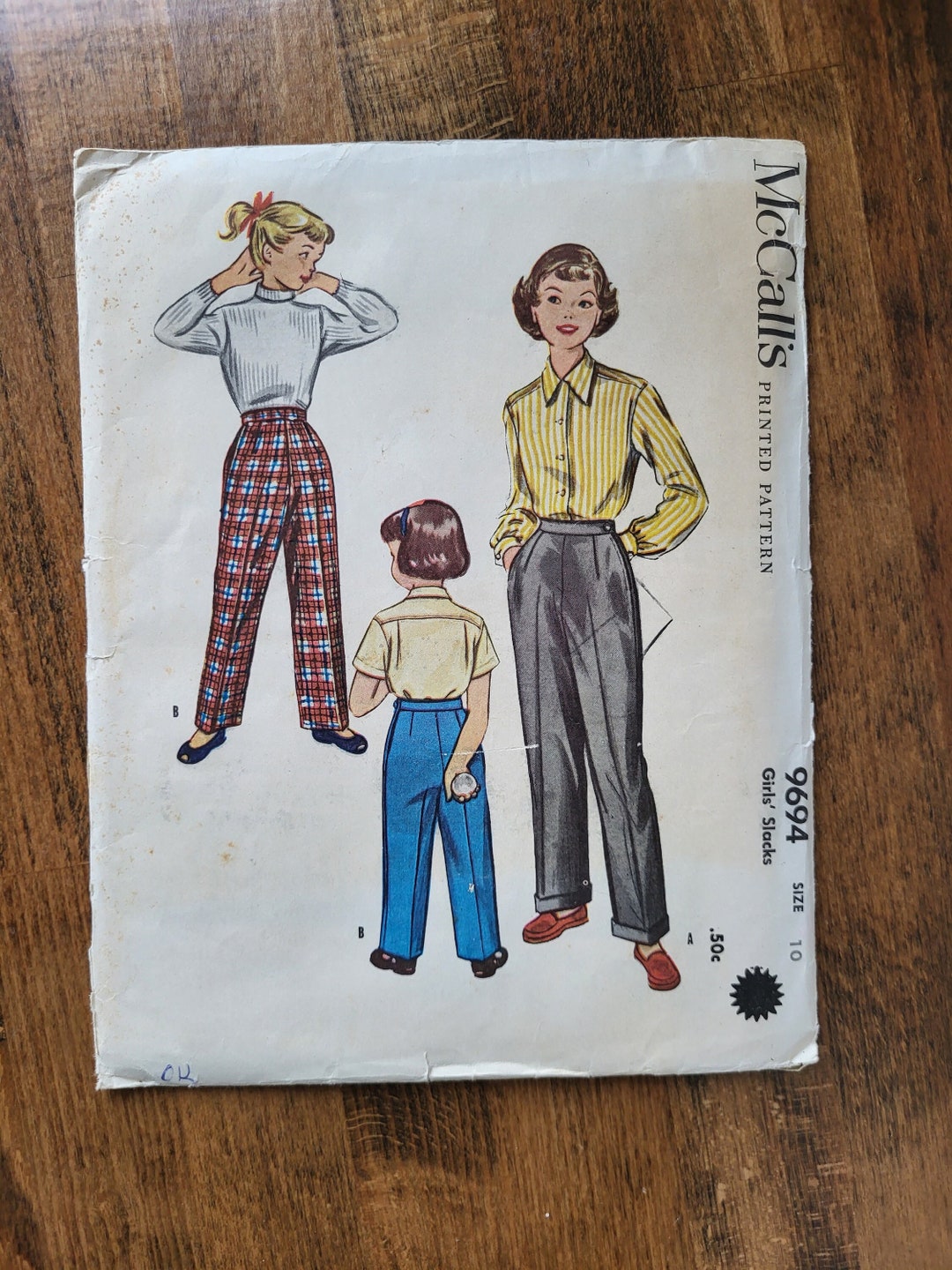 Mccall's 9694 Girls Pants Pattern, Vintage Kids Sewing, 50s Girls ...