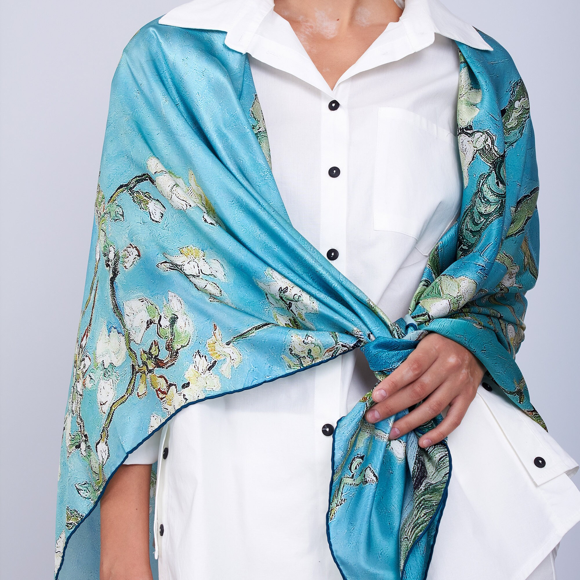 Turquoise Large Size Silk Scarf Satin Shawl Wrap Body Top - Etsy
