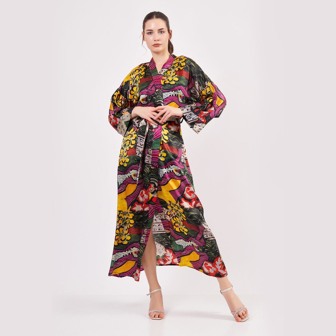 Silk Maxi Kimono Kaftan | Henri Matisse Purple and Dress | Oversized ...