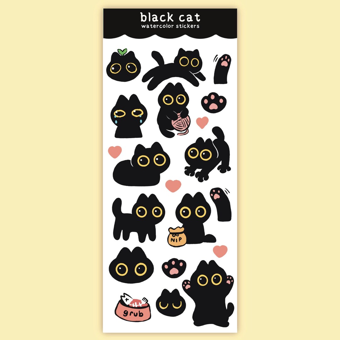 Black Cats Sticker Sheet - Etsy