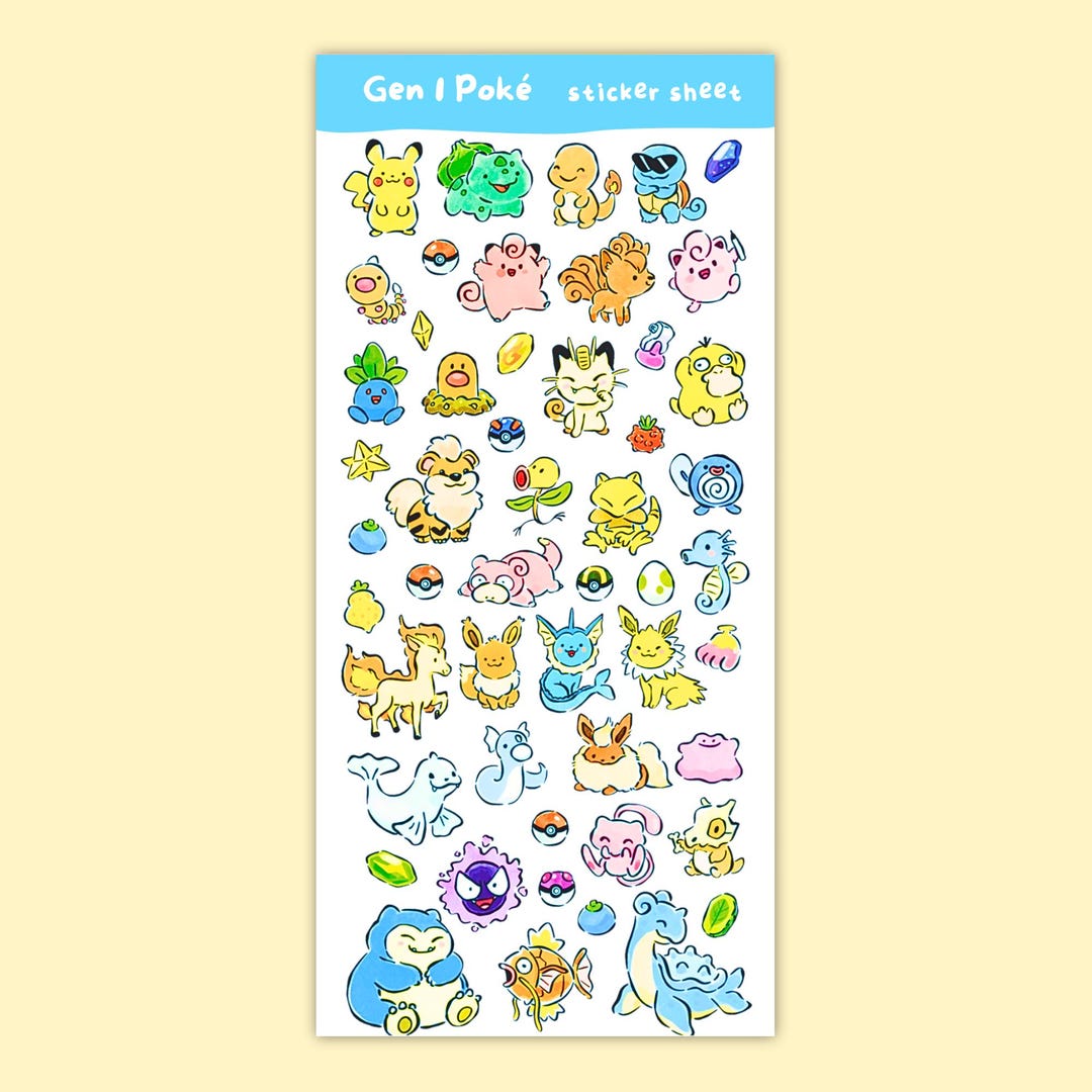 Gen 1 Sticker Sheet - Etsy