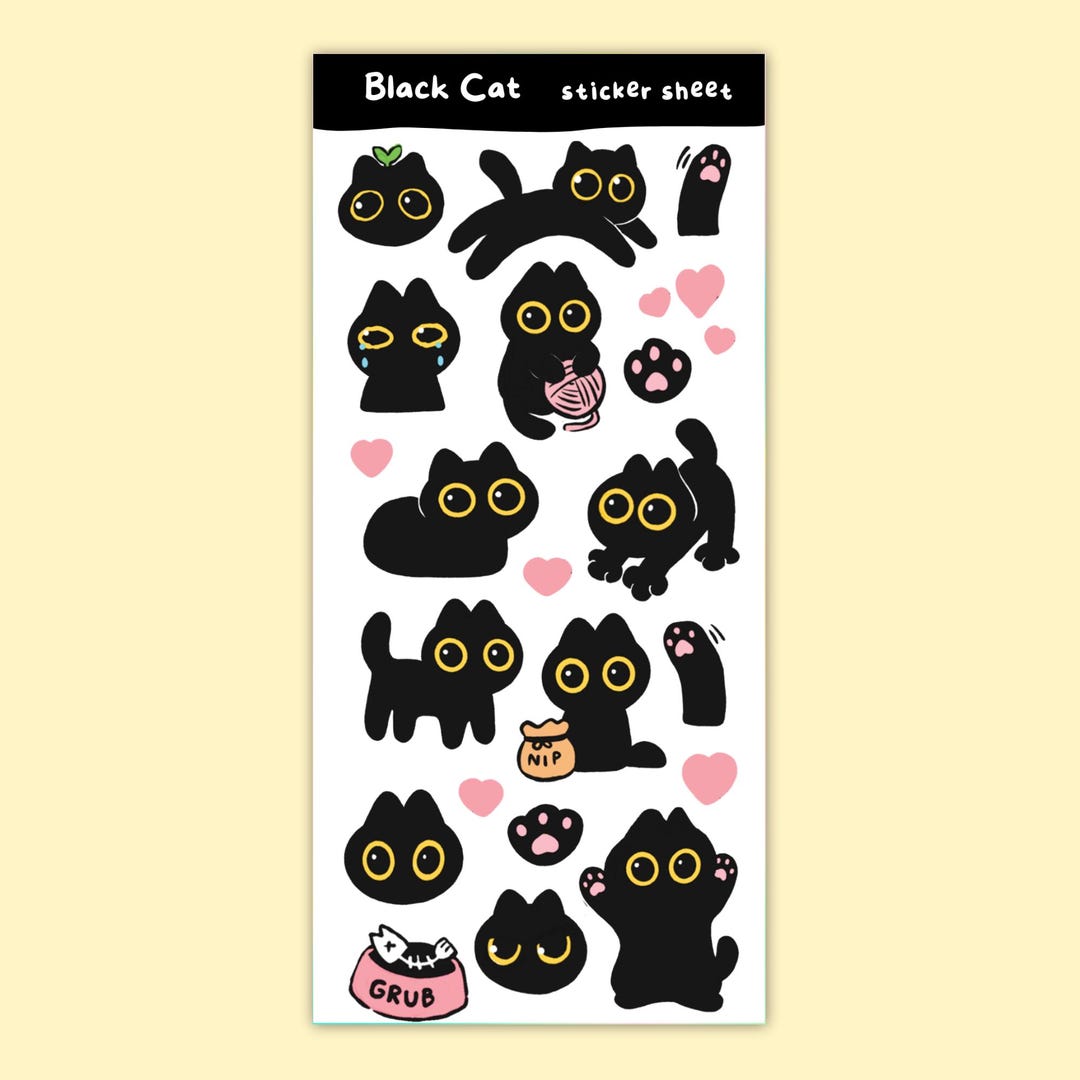 Black Cats Sticker Sheet - Etsy