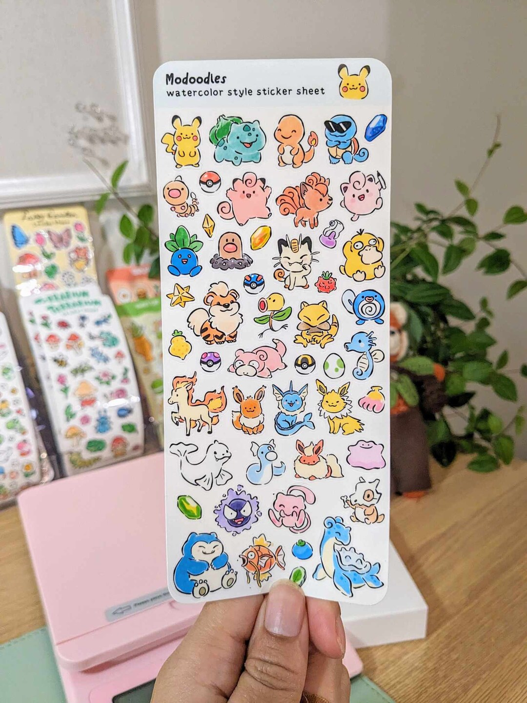 Gen 1 Poke Sticker Sheet Watercolor Style, Waterproof - Etsy UK