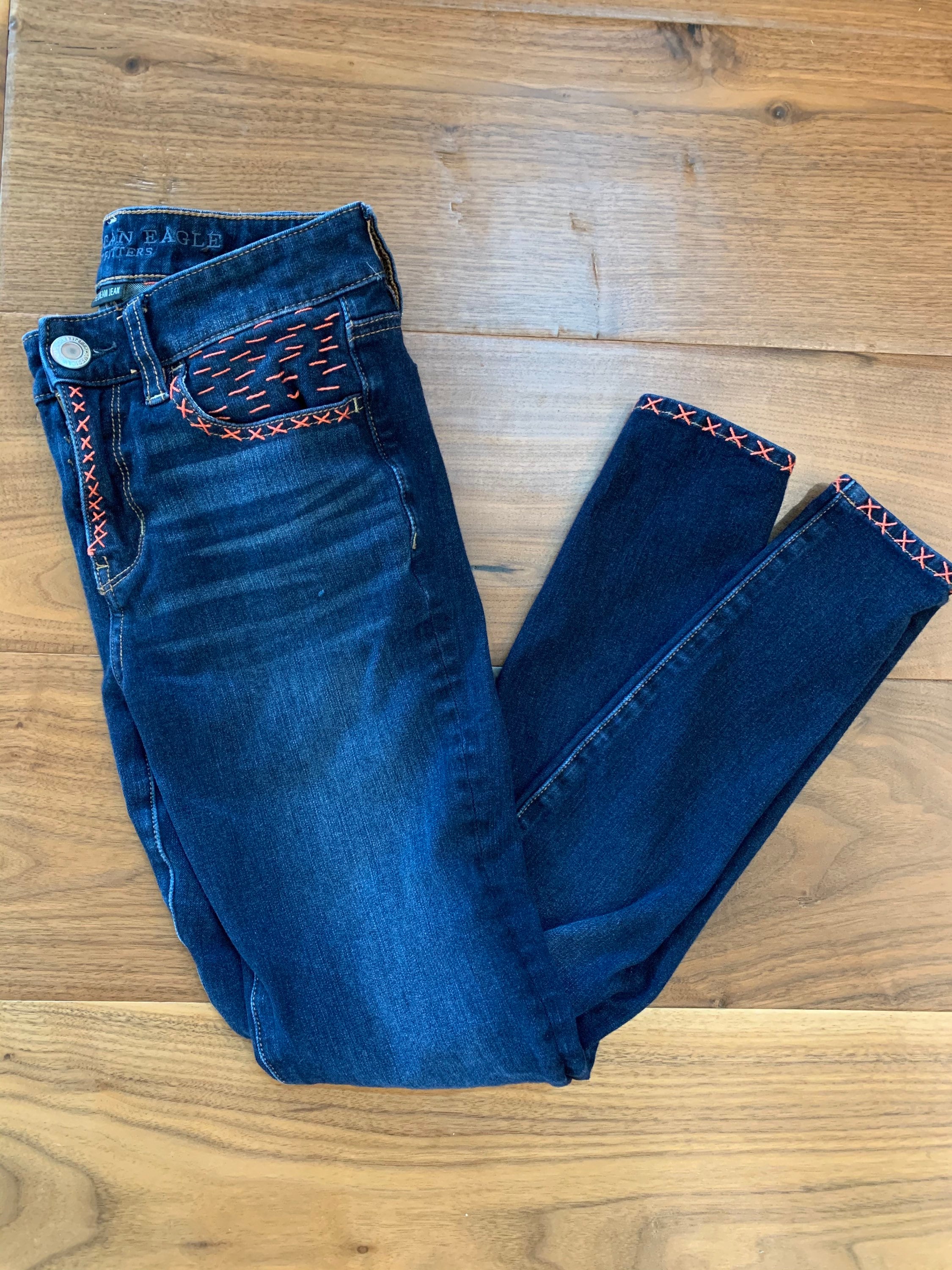 Hand Embroidered Jeans - Etsy