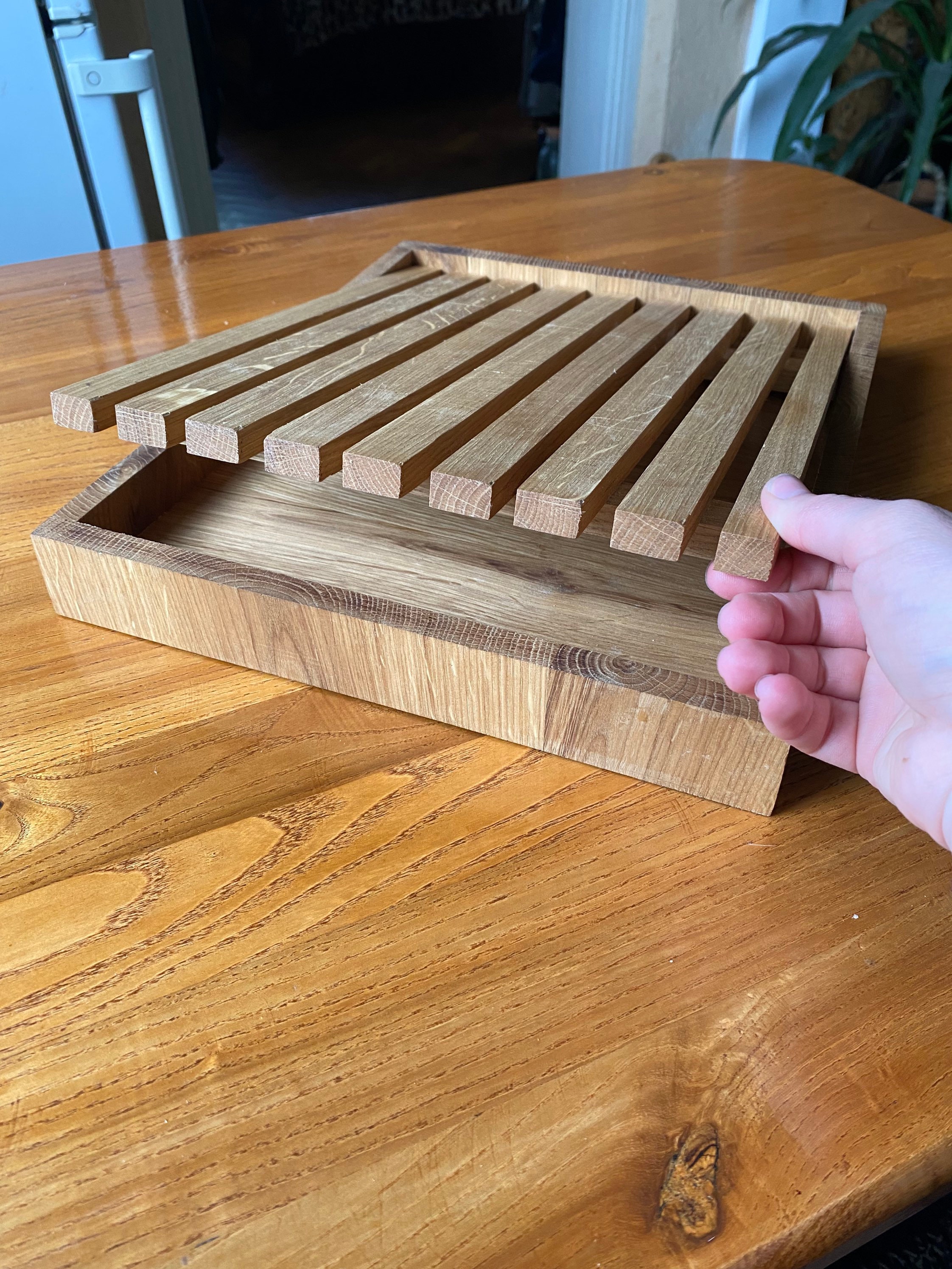 Cutting Board With Crumb Catcher Crumb Trays Wooden Bread - Etsy