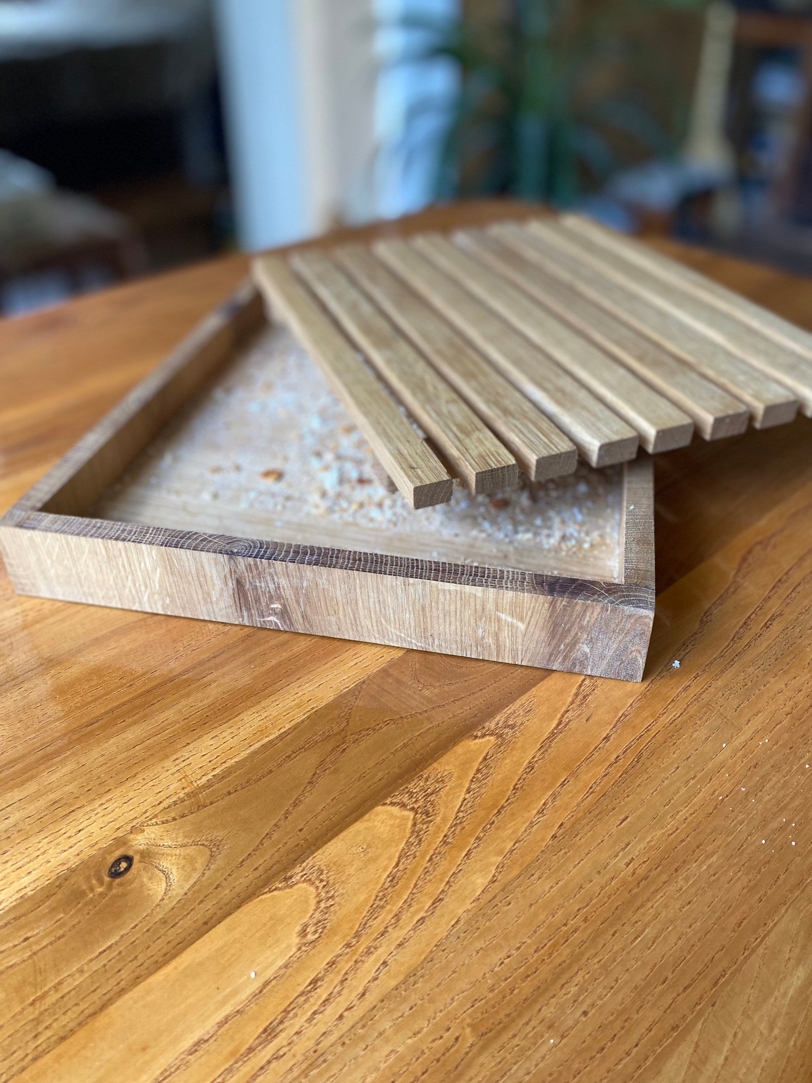 Cutting Board With Crumb Catcher Crumb Trays Wooden Bread - Etsy