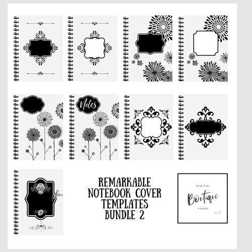 Remarkable 1 & 2 Notebook Cover Templates Bundle 3 for - Etsy