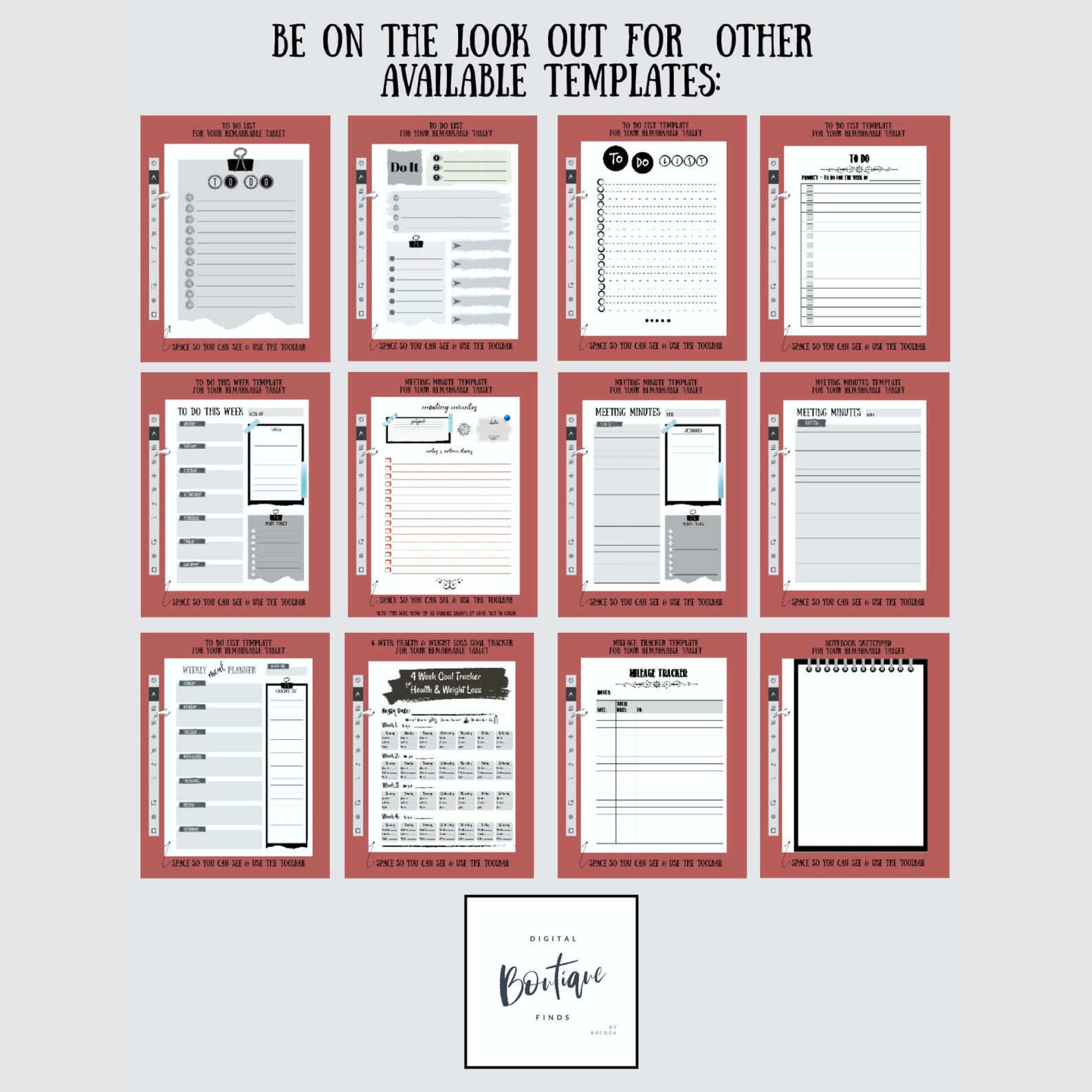 Remarkable 1 & 2 | Template Bundle II for Your Remarkable 1 or 2 Tablet ...