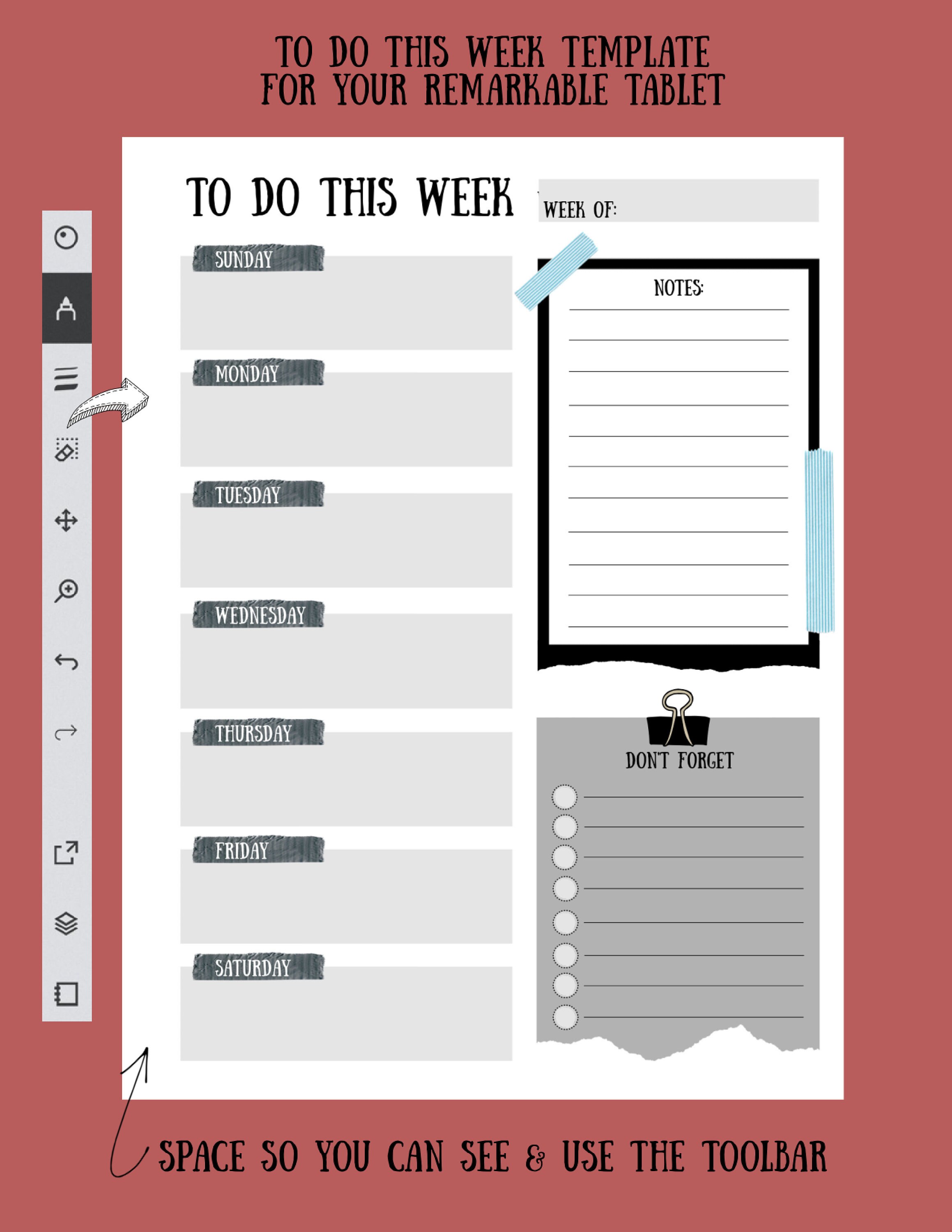 Remarkable 1 & 2 | to Do This Week Template - Etsy