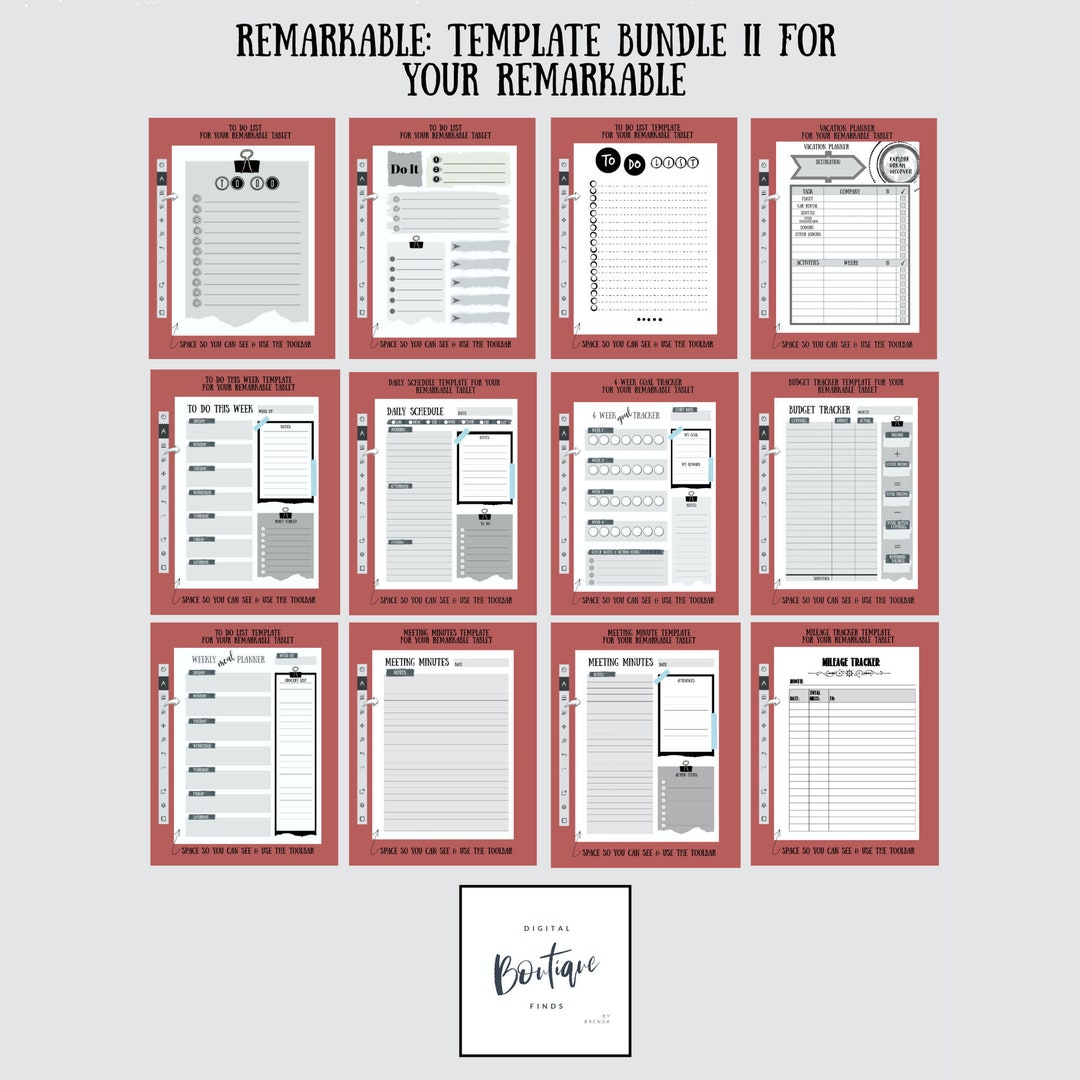Remarkable 1 & 2 | Template Bundle II for Your Remarkable 1 or 2 Tablet ...