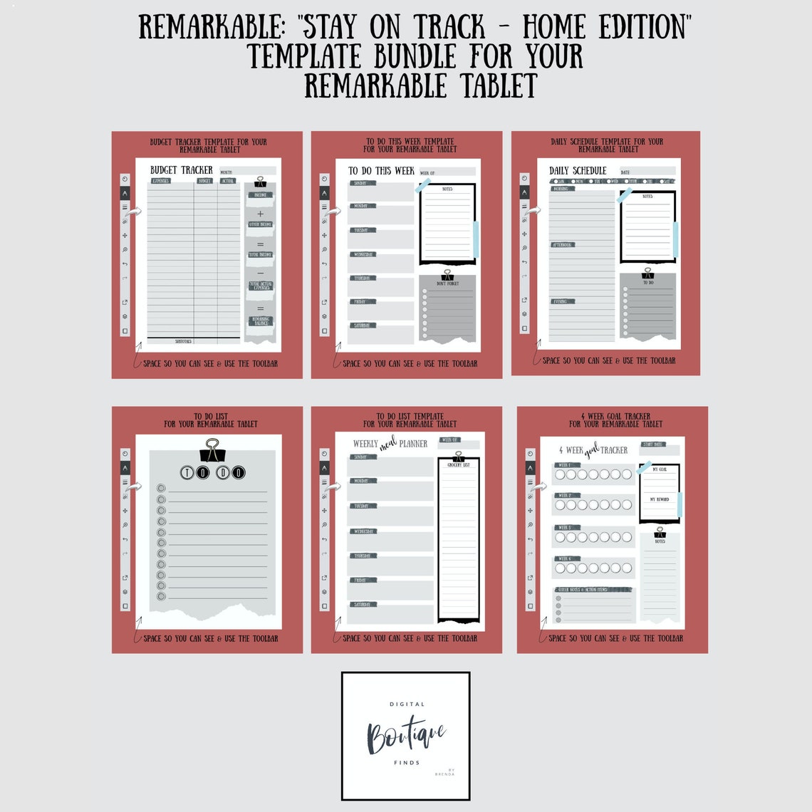 Remarkable 1 & 2 stay on Track Template Bundle - Etsy