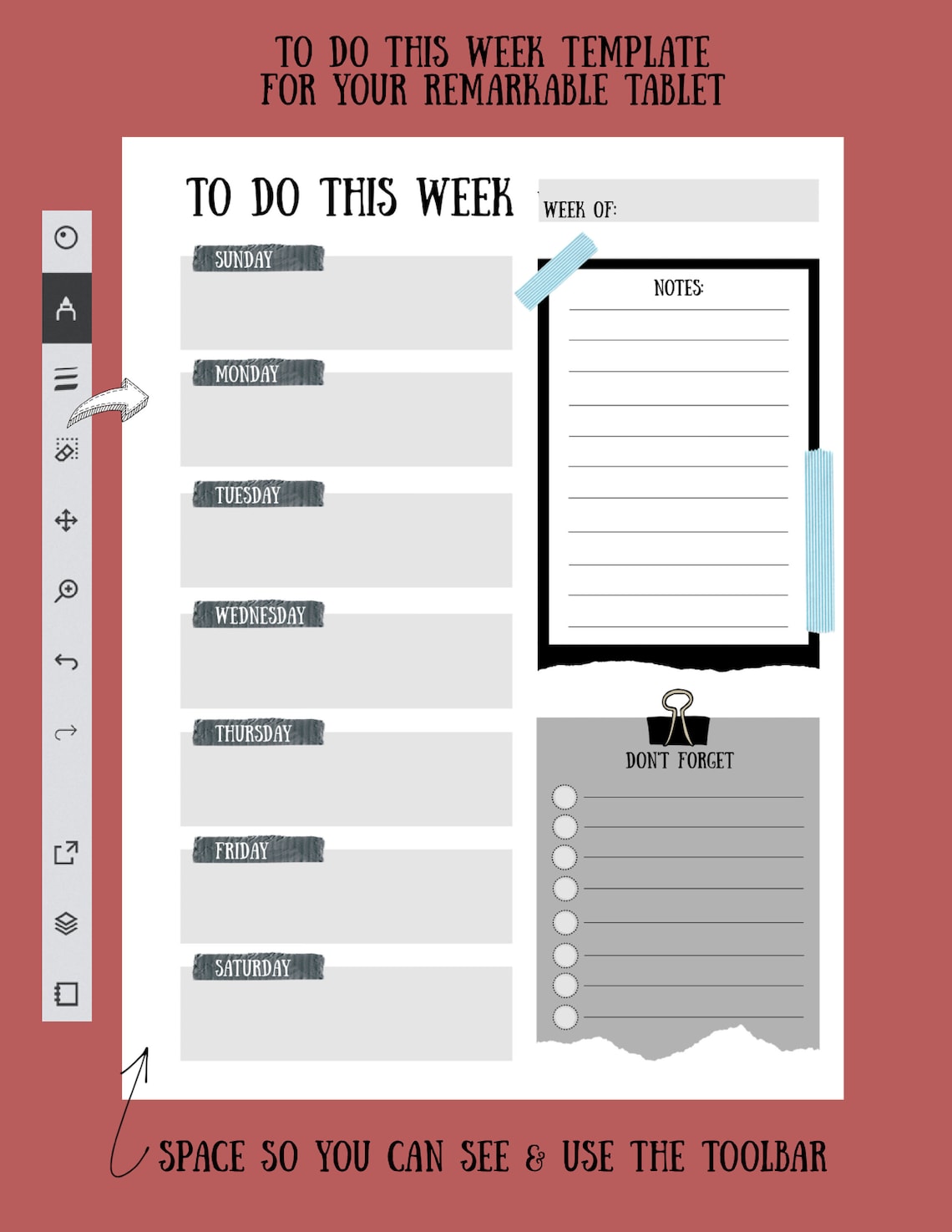 Remarkable 1 & 2 to Do This Week Template - Etsy