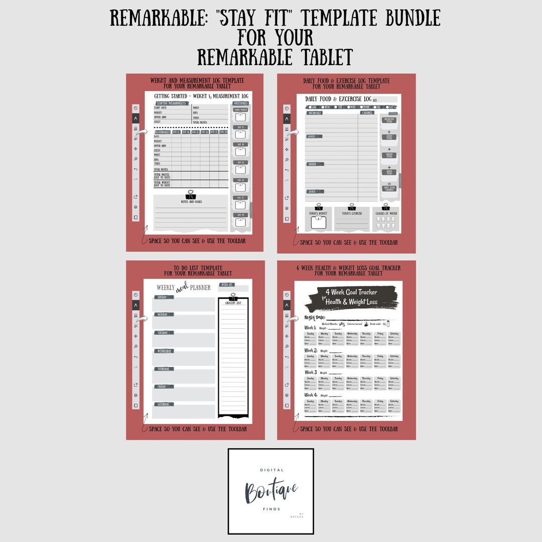 Remarkable 1 & 2 | "stay Fit" Template Bundle for Your Remarkable ...