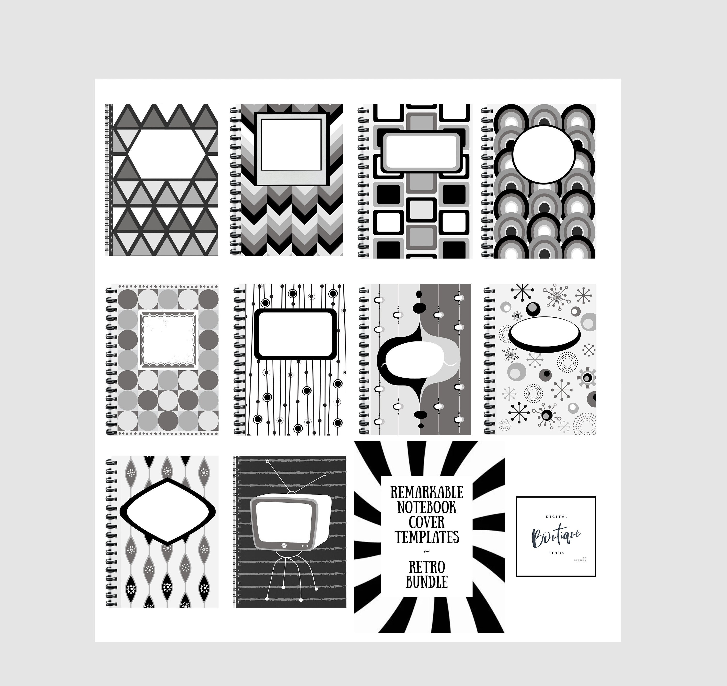 Remarkable 1 & 2 | Notebook Cover Templates - RETRO Bundle for Your ...