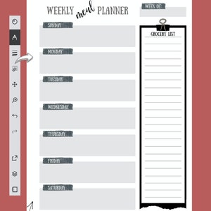 Remarkable 1 or 2 | Weekly Meal Planner - Sunday & Monday Start Date - Etsy