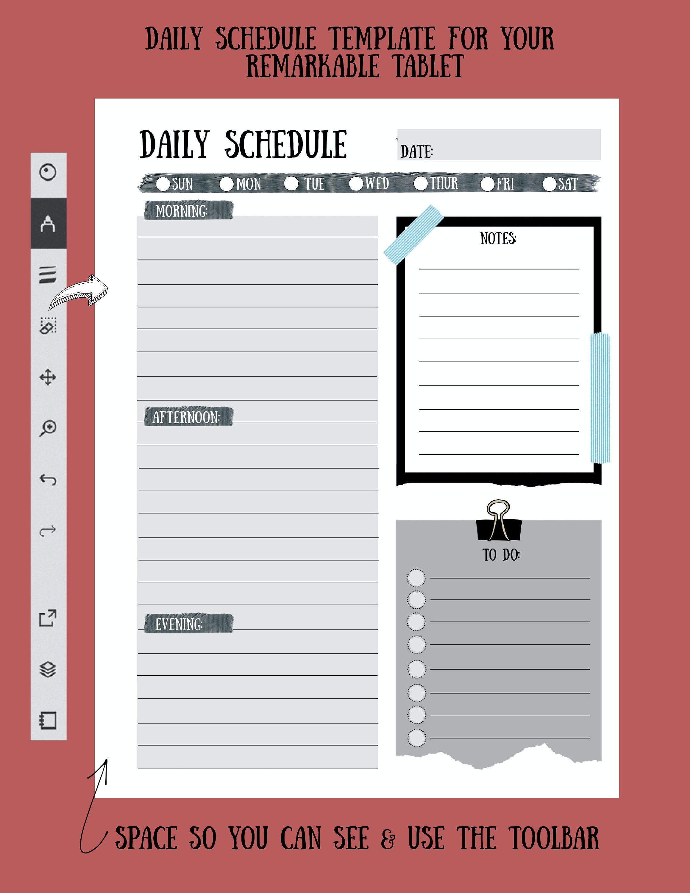 Remarkable | Daily Schedule Template - Etsy