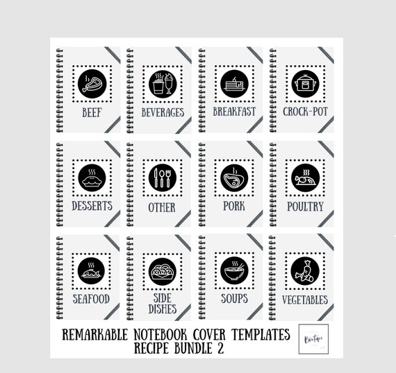 Remarkable 1 & 2 Notebook Cover Templates Recipe Bundle 2 | Etsy
