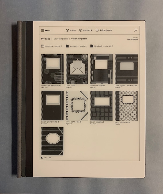 Paper reMarkable 1 and 2 compatible templates Notebook Cover Notes ...