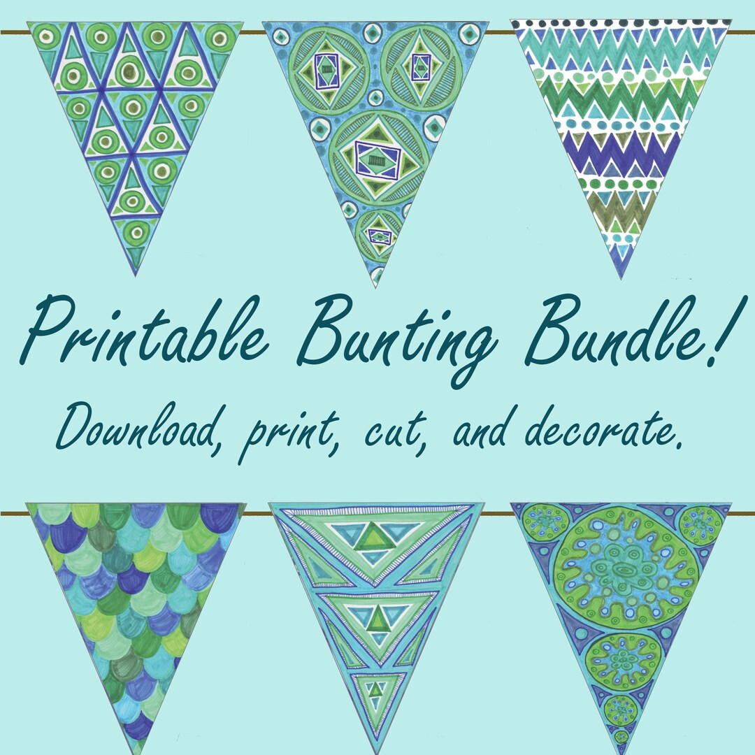 Printable Bunting BUNDLE Digital Download Blue Design - Etsy