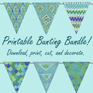 Printable Bunting BUNDLE Digital Download Blue Design - Etsy