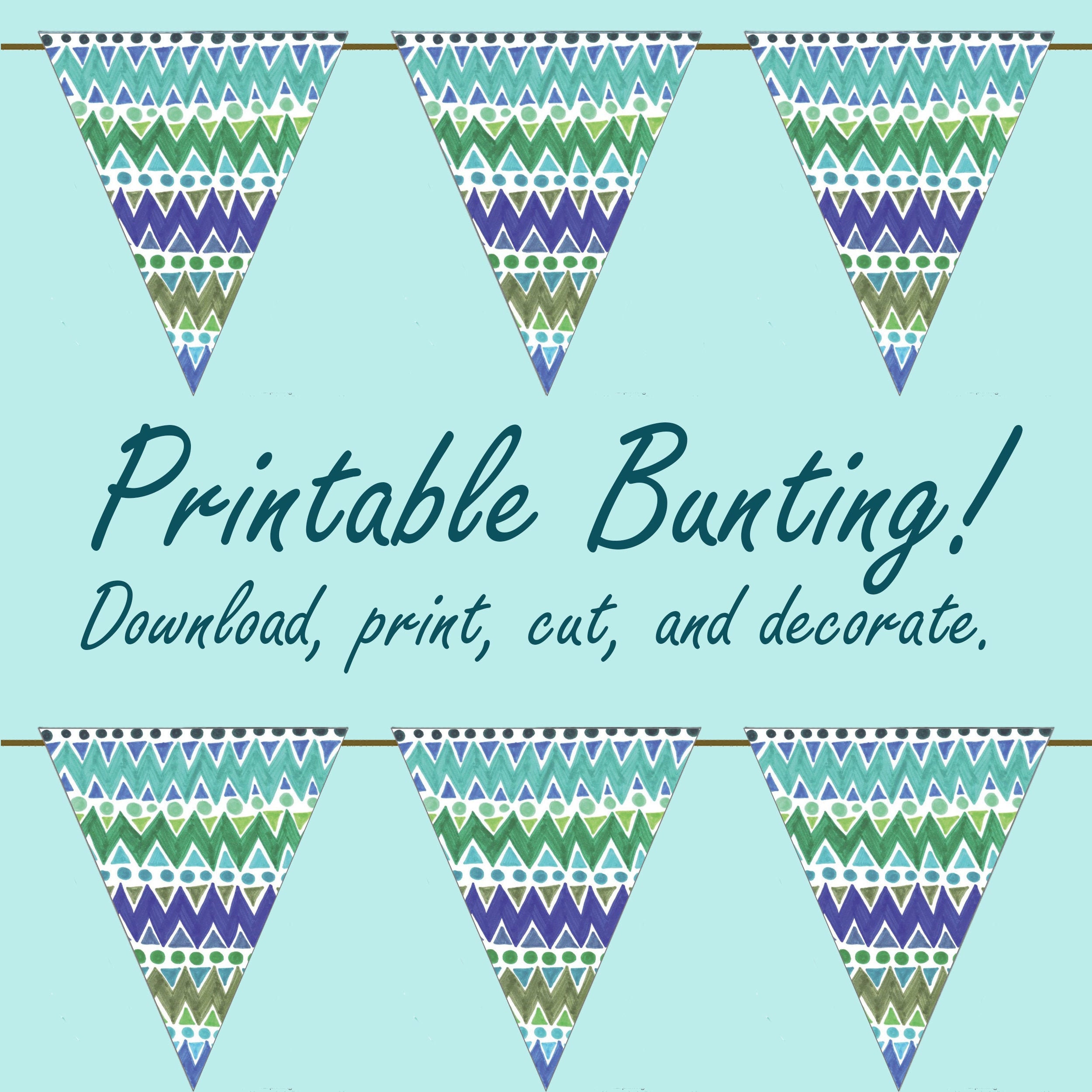 Printable Bunting Digital Download Blue Design Digital - Etsy