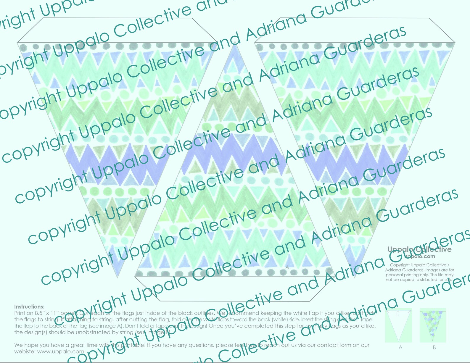 Printable Bunting Digital Download Blue Design Digital - Etsy