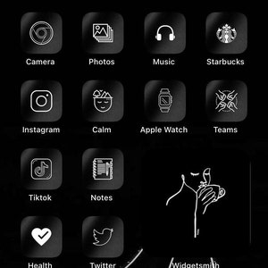 Black iPhone Ios 14 App Icons Pack, Ios14 Homescreen Icon, Personalized ...