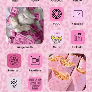 Pink App Icons, Y2K Aesthetic Ios 14 iPhone Apps, Personalized iPhone ...