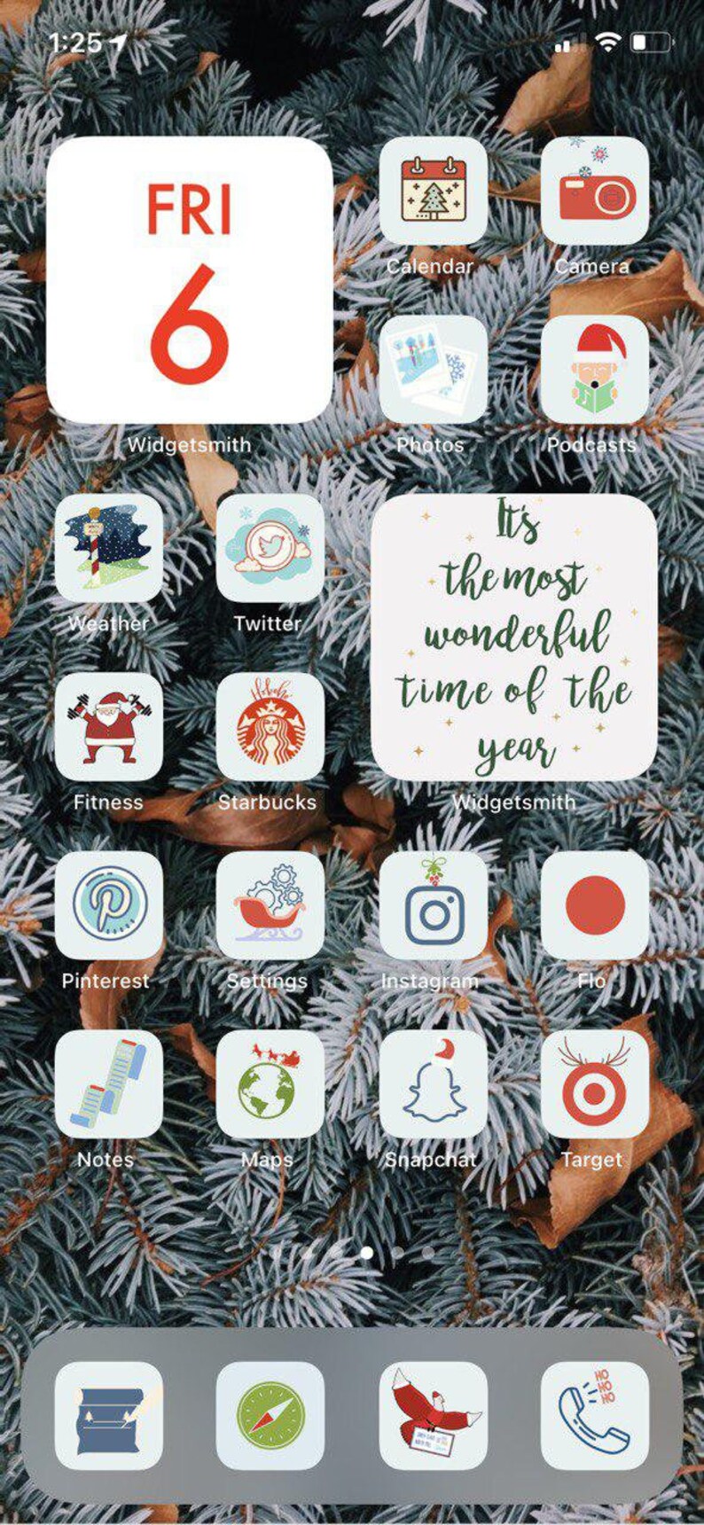 Christmas Ios 14 App Icons for Iphone Home Screen - Etsy
