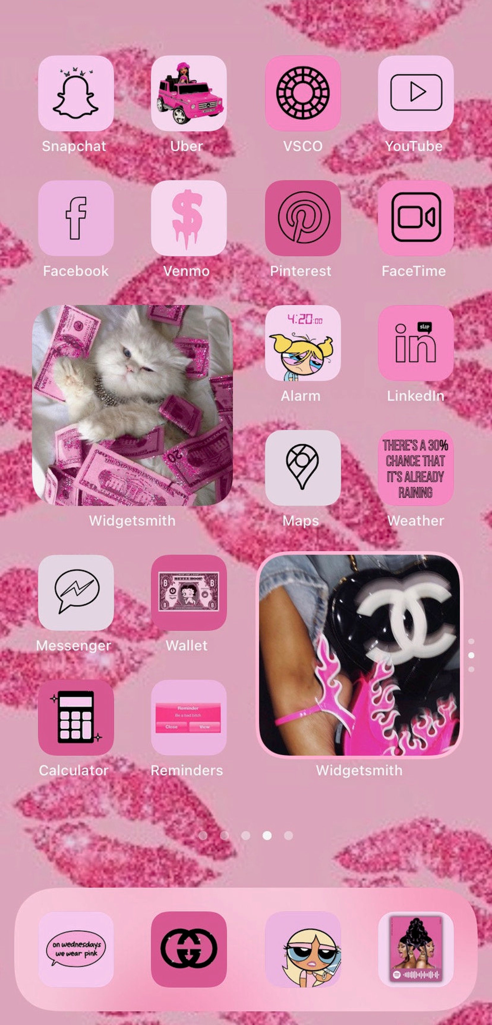 Boujee Pink Aesthetic iPhone Ios 14 App Icons, iPhone Home Screen ...