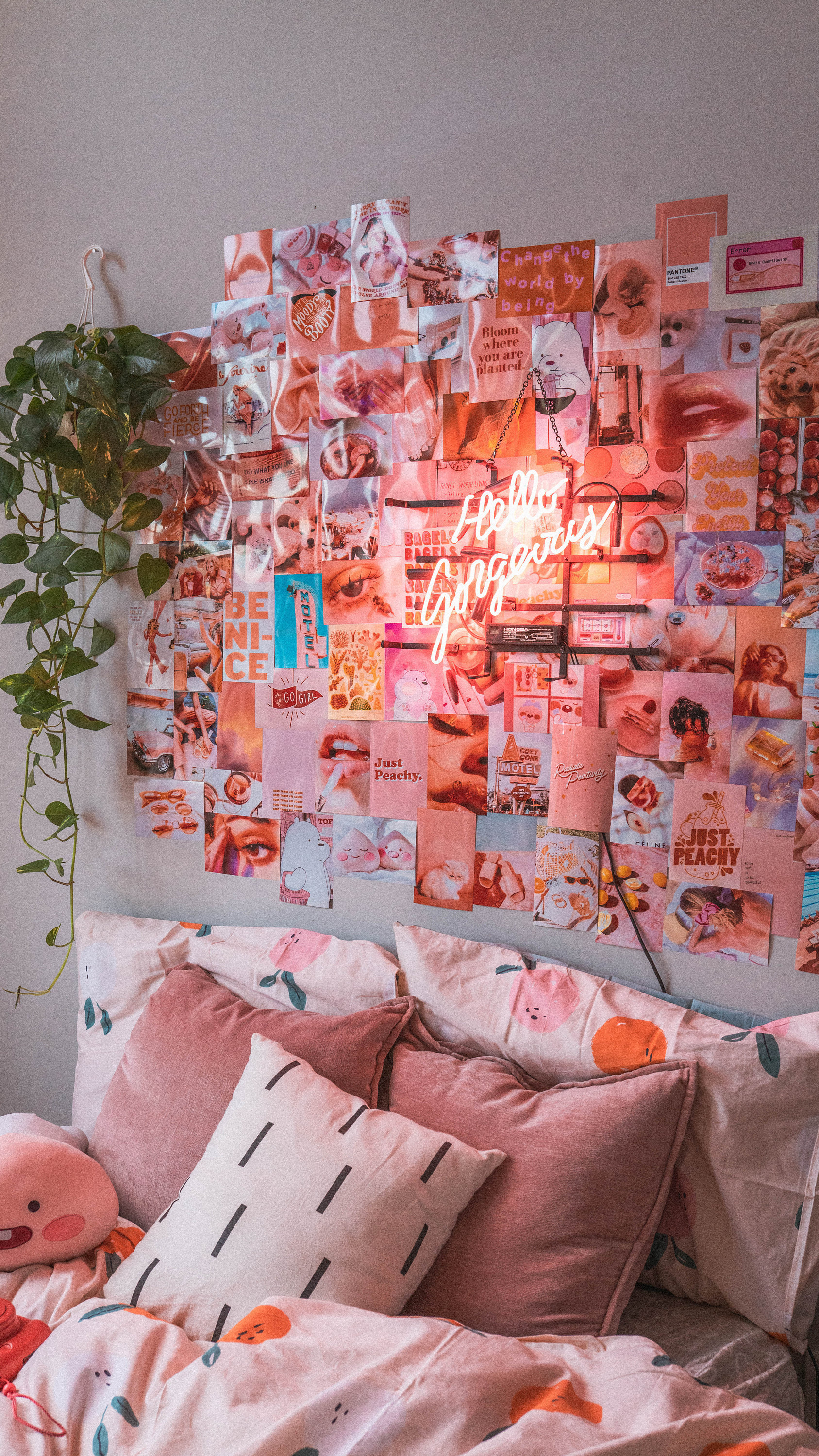 Peachy Pink Aesthetic Wall Collage Kit, VSCO Girl Room Decor, Wall ...