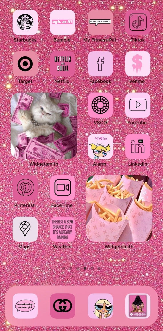 Pink App Icons Y2K Aesthetic Ios 14 Iphone Apps Personalized | Etsy