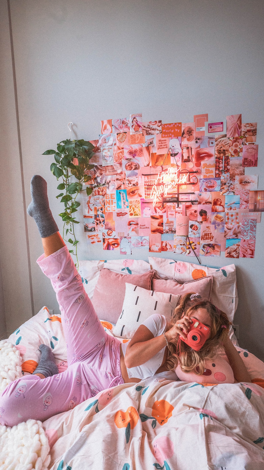 Peachy Pink Aesthetic Wall Collage Kit, VSCO Girl Room Decor, Wall ...