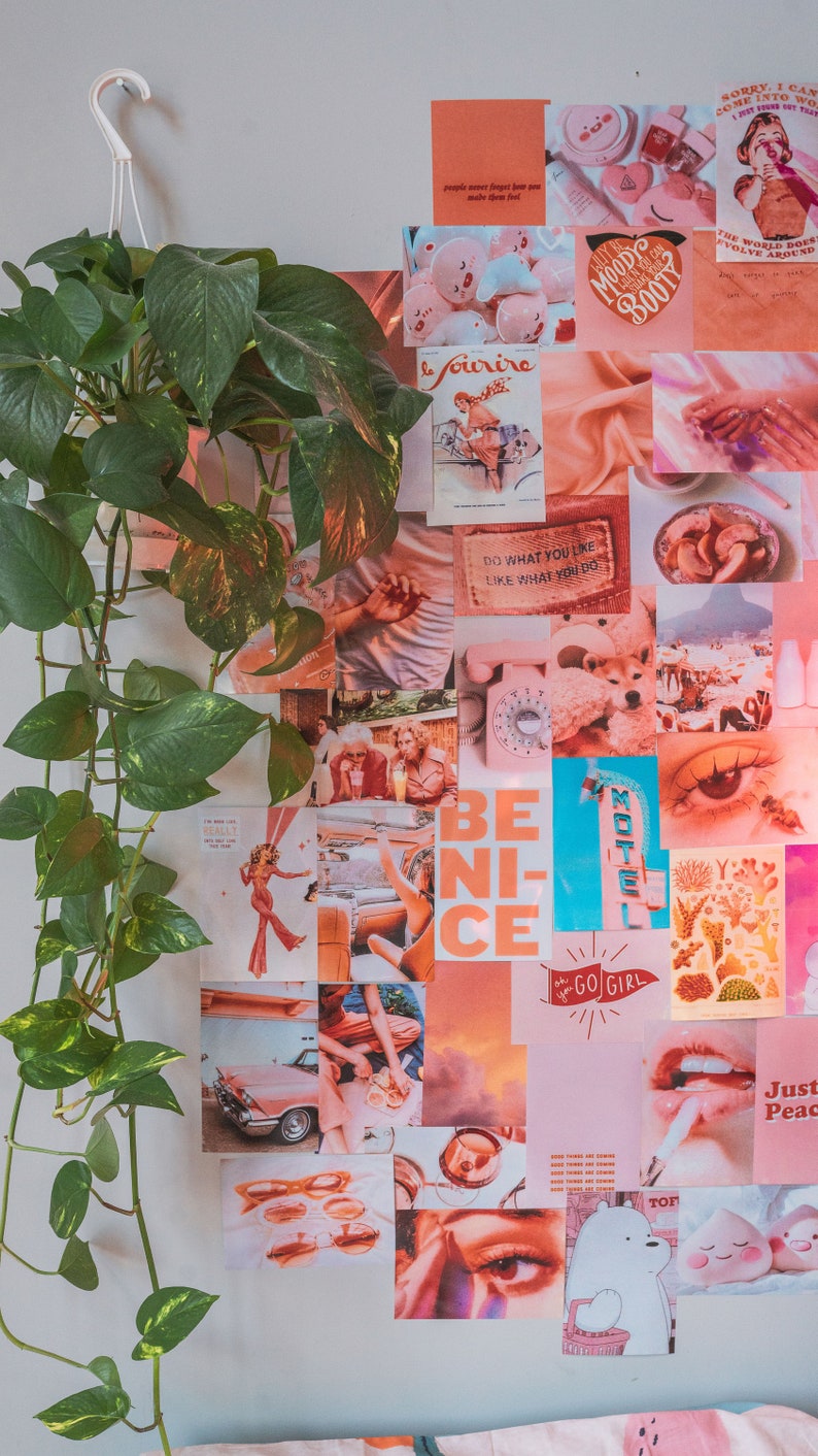 Peachy Pink Aesthetic Wall Collage Kit VSCO Girl Room Decor | Etsy