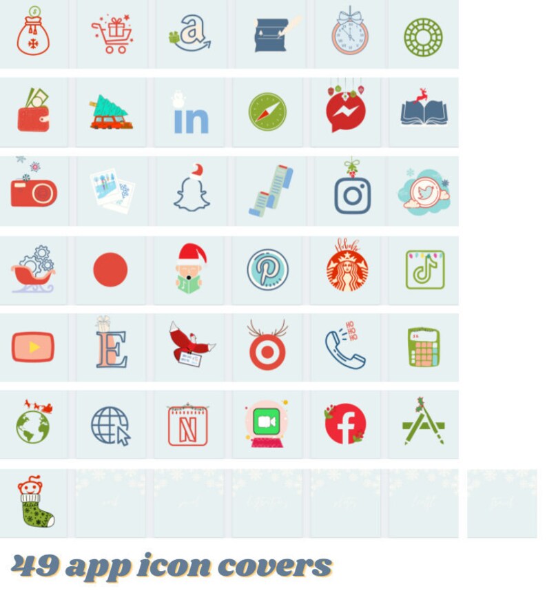 Christmas Ios 14 App Icons for Iphone Home Screen - Etsy