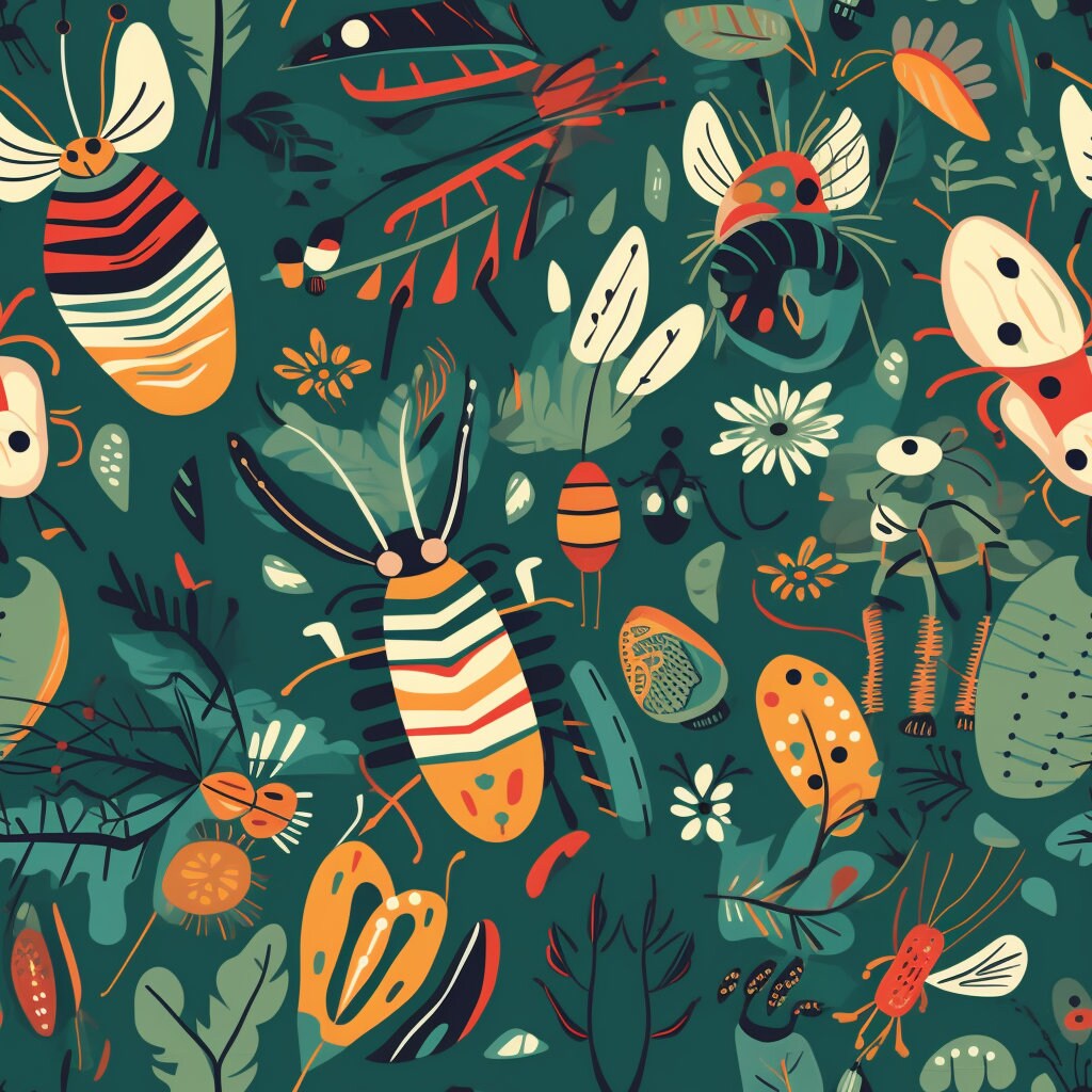Pablo Picasso Inspired Giant Insect Garden Seamless Pattern - Etsy