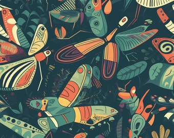 Pablo Picasso Inspired Giant Insect Garden Seamless Pattern - Etsy