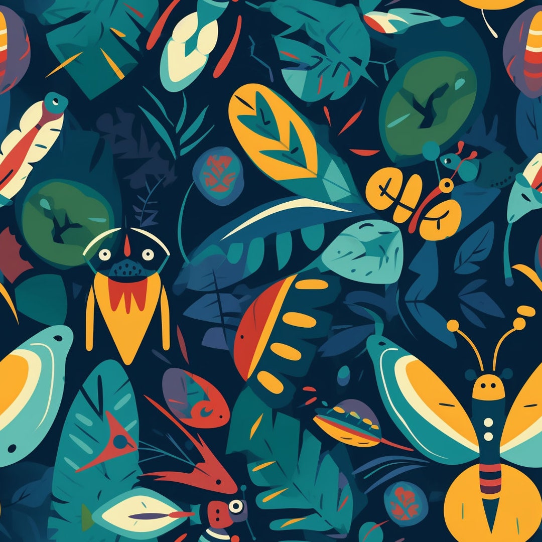Pablo Picasso Inspired Giant Insect Garden Seamless Pattern - Etsy