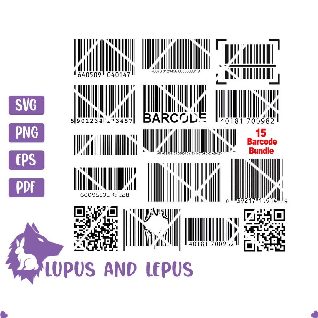 Digital File 15 Barcodes Barcodes Silhouette Printable Bar - Etsy
