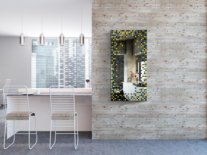 Yellow Squares Mirror Graphic Frameless Mirror Large - Etsy